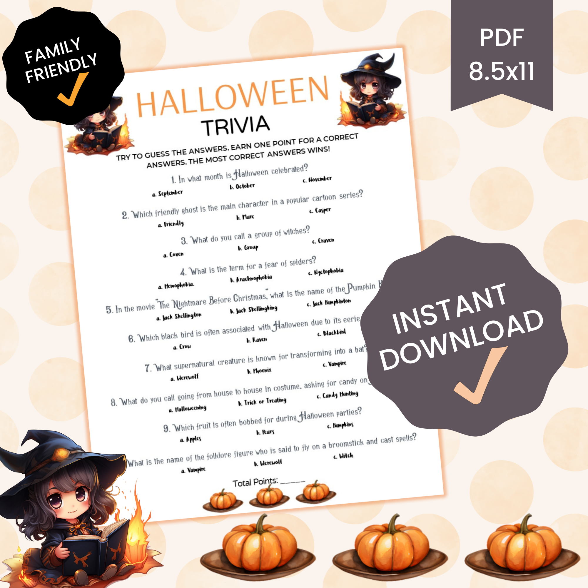Family Friendly Halloween Trivia Printable Game – Lori Winslow Designs